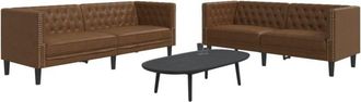 vidaXL Vidaxl - 2-tlg. Chesterfield-Sofa-Set Braun Kunstleder Wildleder-Optik