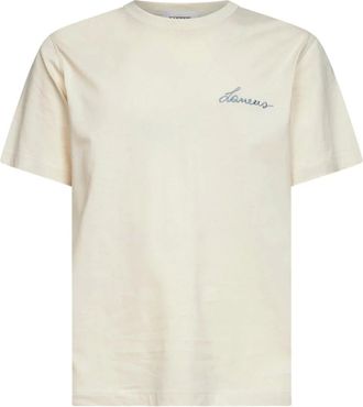Laneus Homme, Tops, Beige, Taille: M T-shirt en jersey avec imprim&eacute; graphique