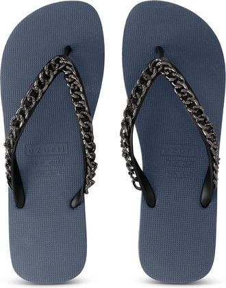 UZURII Slipper & Pantoletten - Zehentrenner Silver Large - Gr. 43_44 - in Blau - f&uuml;r Damen