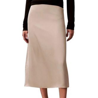 Calvin Klein Femme, Jupes, Beige, Taille: 38 FR Matte Shine Satin Midi Skirt