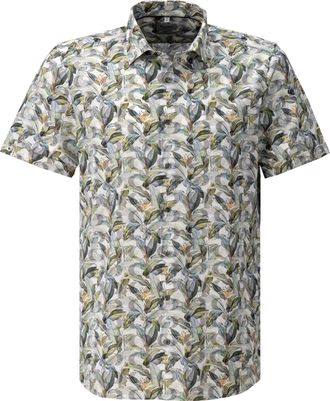 Olymp Herren Kurzarmhemd grün geblümt