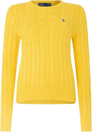Polo Ralph Lauren Femme, Pulls, Jaune, Taille: 38 FR Pull Ras du Cou en Coton Tricot&eacute; en C&acirc;bles
