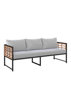 ambia GARDEN Loungesofa, Natur, Schwarz, Holz, Metall, Textil, Akazie, vollmassiv, 185x67.5x63.5 cm, Loungemöbel, Gartensofas