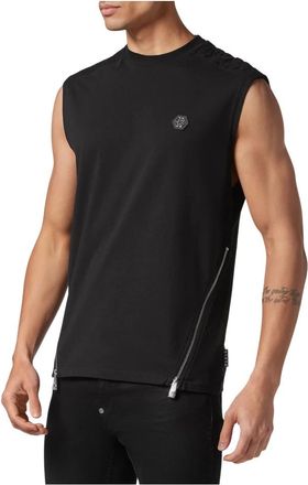Philipp Plein Homme, Tops, Noir, Taille: 2XL Sleeveless Top Snake