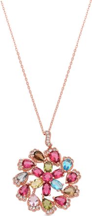 Luxenter Halskette aus Metalllegierung und mehrfarbigem Zirkonia mit 18-karat-Ros&eacute;gold - Casil