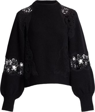 Elie Saab Pullover mit Spitzeneinsatz - Schwarz