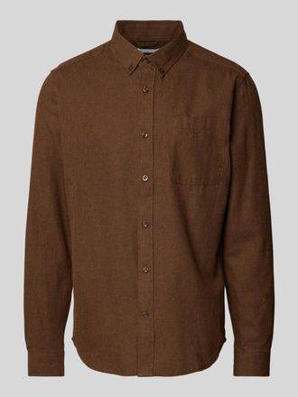 Knowledge Cotton Apparel Custom Fit Freizeithemd mit Button-Down-Kragen