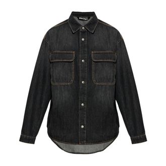 Palm Angels Denimhemd mit Taschen - - Shirts - Herren - Blau - S