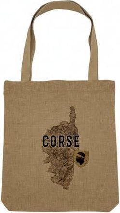 Fabulous Sac Shopping Tote Bag Aspect Lin - Corse D&eacute;partement Ile France Bastia Carte Ancienne Rare - Sac de Courses Toile Epaisse 360g Beige Naturel Cabas Por