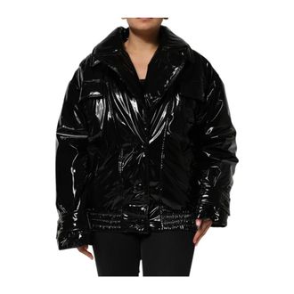 Dolce & Gabbana Gepolsterter Daunenmantel mit Logodetails - - Jackets - Damen - Schwarzk - S