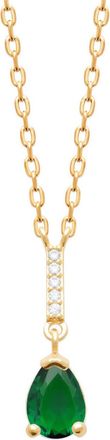 Brillaxis Collier plaqu&eacute; or oxyde vert forme poire