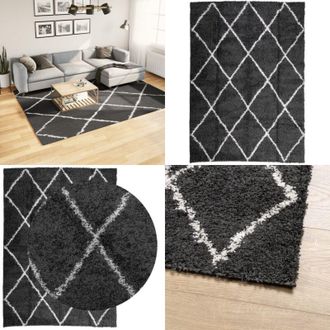 vidaXL Teppich Shaggy Hochflor Modern Schwarz und Creme 200x280 cm - Shaggy Teppich - Hochflor Teppich - Wohnzimmer Teppich - Schlafzimmers Teppich - Flur