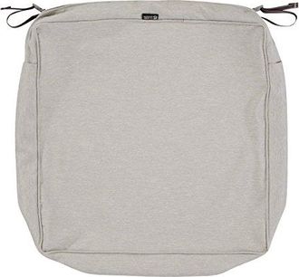 Classic Accessories Montlake Wasserabweisender Sitzkissenbezug, quadratisch, für den Außenbereich, Terrassenmöbel, Stuhlkissen, 58 x 58 x 12,7 cm, Grau meliert, Terrassen