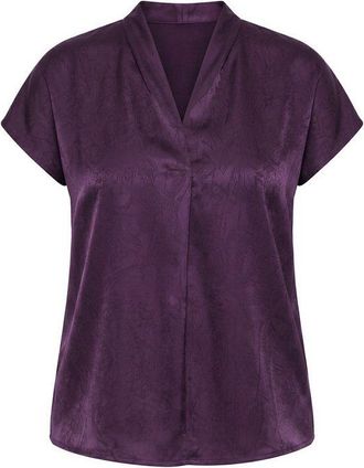 Ulla Popken Longbluse Satinbluse Ziernaht Wasserfallausschnitt Halbarm