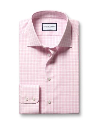 CHARLES TYRWHITT Luxushemd mit Karos - Rosa Knopfmanschette