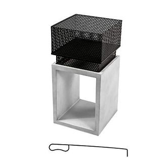 Teamson Home Garten Kleine holzbefeuerte Feuerstelle, Gartenm&ouml;bel, Kamin, Feuerstellenheizung, Holzbrenner aus Metall mit Sch&uuml;rhaken und Aufbewahrung, grau/schwarz