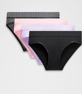 lululemon UnderEase Bikini-Unterwäsche mit mittelhohem Bund 5er-Pack für Frauen - Größe XL in Black/Pink Organza/Lavender Frost