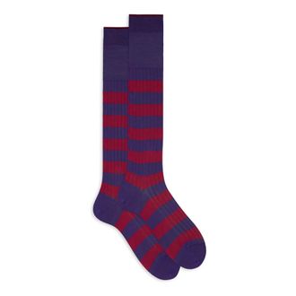 Gallo Gallo, Homme, Sous-vêtements, Multicolore, Taille: M Chaussettes Longues en Coton à Rayures Violettes