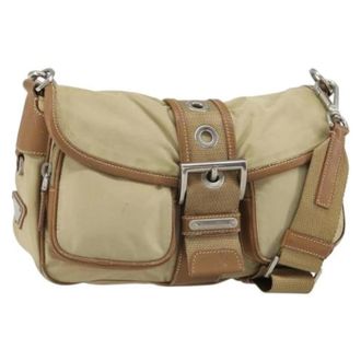 Prada Pre-owned Nylon Schultertasche - - Pre-owned - Damen - Beige - ONE SIZE