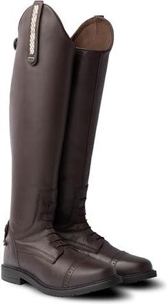 Horze Femme, Bottes d&eacute;quitation Verona, Aspect Cuir, Bracelets Amovibles, Marron, 40W