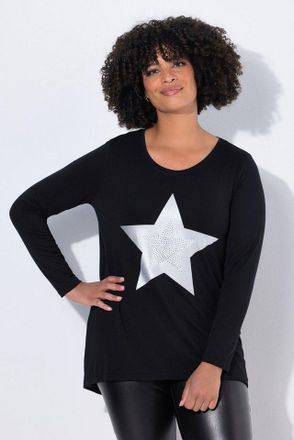 Angel Of Style T-Shirt T-Shirt A-Linie Metallic Stern Langarm