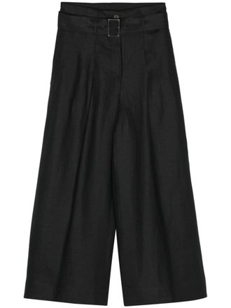 PESERICO pantalon palazzo à coupe crop - Noir