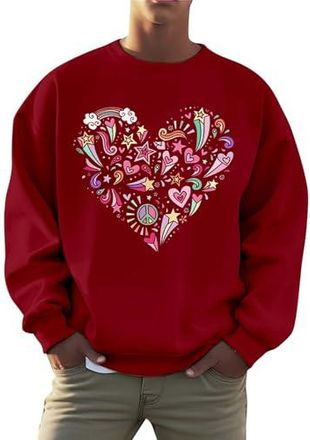 Generic 2026 Sweat-shirt d&eacute;contract&eacute; &agrave; col rond pour homme et femme Motif lettres imprim&eacute;es, Rouge, L