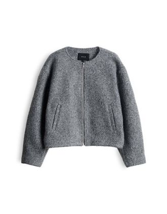 OPUS Kurzjacke Hurlisa aus Webware mit formstabiler Struktur O-Silhouette mit &uuml;berschnittener Schulter und volumin&ouml;sen &Auml;rmeln