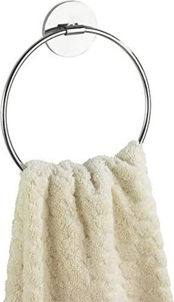 WENKO Turbo-Loc Wand Handtuchring - Befestigen ohne bohren, Stahl, 17 x 19.5 x 1.5 cm, Chrom