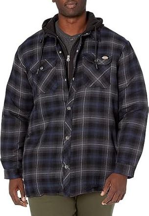 Dickies Fleece Hooded Flannel Shirt Jack Relaxed Chemise, Bleu Marine, XL Homme