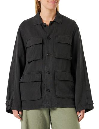 Replay Damen Jacke aus Leinenmix, Blackboard 099 (Schwarz), XS