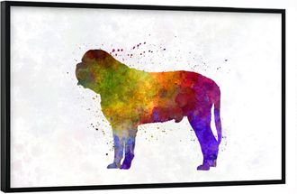 artboxONE Poster mit schwarzem Rahmen 90x60 cm Tiere Mastiff in Watercolor - Bild Dog Animal Dog