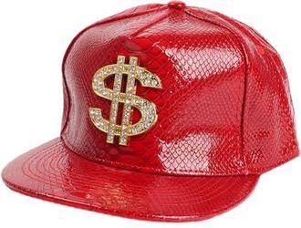 Generic Casquette de baseball réglable avec signe du dollar - Style rétro des années 80 avec ornements dorés pour la danse de rue, la performance et le style 