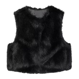 Generic Gilet sans Manche Femme Gilet Femme D&eacute;contract&eacute; Quotidien Ville Fausse Fourrure Hiver - Top sans Manches Streetwear pour Chaleur Urbaine