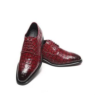 Generic Chaussures habill&eacute;es Oxford for Hommes &agrave; Lacets en Cuir v&eacute;ritable &agrave; imprim&eacute; Crocodile Noir, Bout Bruni, Talon carr&eacute;, Semelle en Caoutchouc antid&eacute;rapan