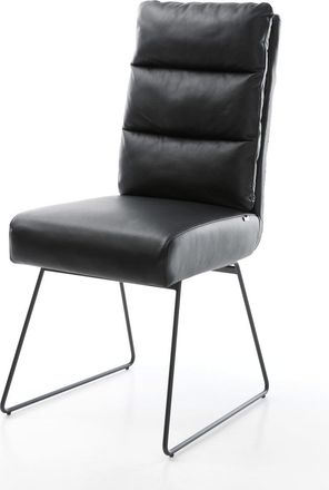 DELIFE Esszimmerstuhl Pela-Flex Echt-Leder Schwarz Kufengestell Schwarz Taschenfederkern, Esszimmerstühle