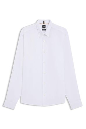 BOSS Herren C-LIAM-S-BD-C1-243 Regular-Fit Button-Down-Hemd aus Leinen Wei&szlig; XL