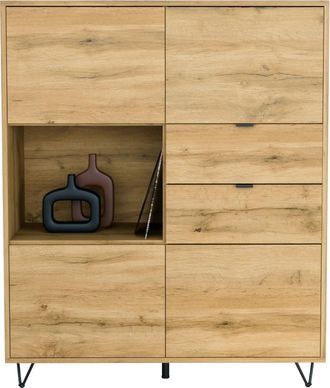 Vladon Highboard Marino, Sideboard mit 4 Türen und 2 Schubladen Eiche Evoke, Made in Germany, Korpus Eiche Evoke (103 x 125,5 x 37 cm)