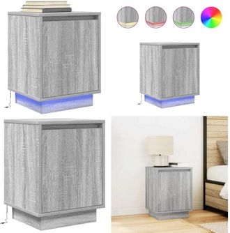 vidaXL Nachttisch mit LED-Leuchten Grau Sonoma 38x34x50 cm - Vidaxl