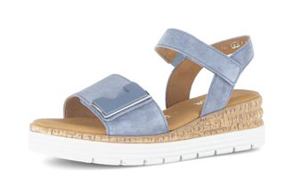 Gabor Keilsandalette GABOR GENUA, Damen, Gr. 41, jeansblau, Ziegenveloursleder, unifarben, Schuhe, Riemchensandale, Komfortschuh, Schmuckelement, G-Weite