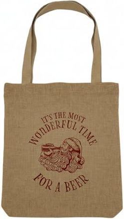 Fabulous Sac Shopping Tote Bag Aspect Lin - Most Wonderful Time For a Beer Noel Hiver Cadeau P&egrave;re Noel - Sac de Courses Toile Epaisse 360g Beige Naturel Cabas 