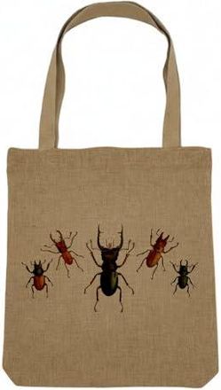 Fabulous Sac Shopping Tote Bag Aspect Lin - Scarab&eacute;es Planches Insectes Biologie Illustration Ancienne - Sac de Courses Toile Epaisse 360g Beige Naturel Cabas 