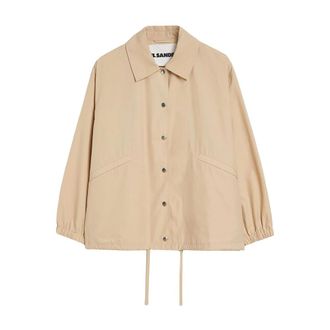Jil Sander Logo-Print Wasserabweisende Jacke mit Kapuze - - Jackets - Damen - Beige - S