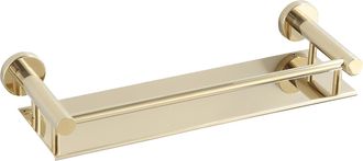 BGL Fashion Bathroom Shelf Wall Mounted Gold 40CM - Modern Rustproof Shower Storage Rack with Guard Rail, Space-Saving Bathroom Organiser for Shampoo