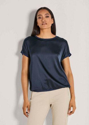 Madeleine Kurzarmshirt Gl&auml;nzendes Oberteil mit Jersey-R&uuml;ckseite Schimmernde Front, Rundhals, kurzarm