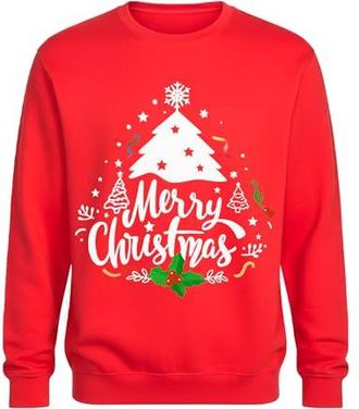 TMK Pull de Noël Modèle élan unisexe pour femme, homme, garçon, enfant, chaud, doux (cod.8088), Rouge coton Noël, XXX-Large