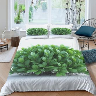 Generic Bettw&auml;sche 135x200 Gr&uuml;npflanzen Bettw&auml;sche Sets Setzlinge Bettenset 3D Druck Weich Microfaser Kinderbettw&auml;sche mit Rei&szlig;veschluss und 2 Kissenbezug f&uuml;r