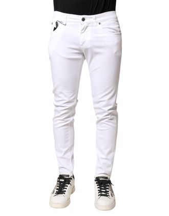 Dolce & Gabbana White Cotton Stretch Skinny Denim Men Jeans Elastane Clothing