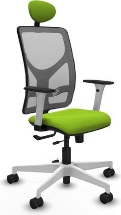 Piqueras y Crespo Schreibtischstuhl Home Office mit wei&szlig;en und schwarzen Armlehnen, h&ouml;henverstellbarer Lendenwirbelst&uuml;tze und festem Kopfteil, ausgestattet mit Syncro/T