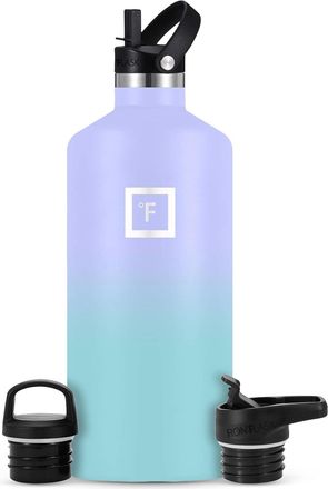 Iron Flask Edelstahl Trinkflasche mit 3 Deckel - Auslaufsicher Thermosflasche - Metall Wasserflasche Doppelwandig Isoliert BPA-freie fur Sport Schule Fitness Cam